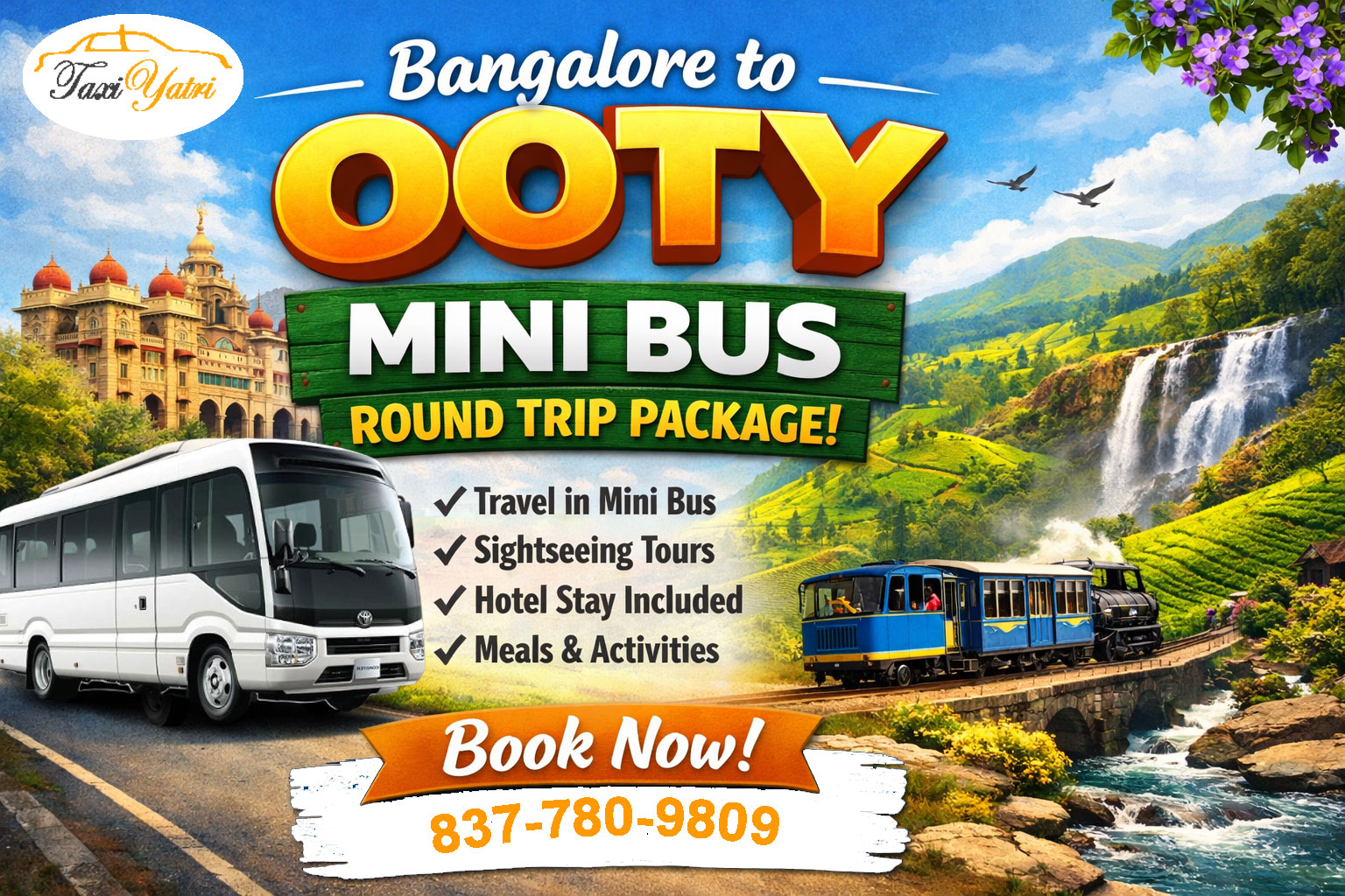 Best Bangalore to Ooty Mini Bus Round Trip Package | Upto 20% Off